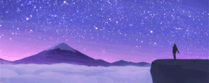 purple to blue snowy mountains w/ girl Discord Banner